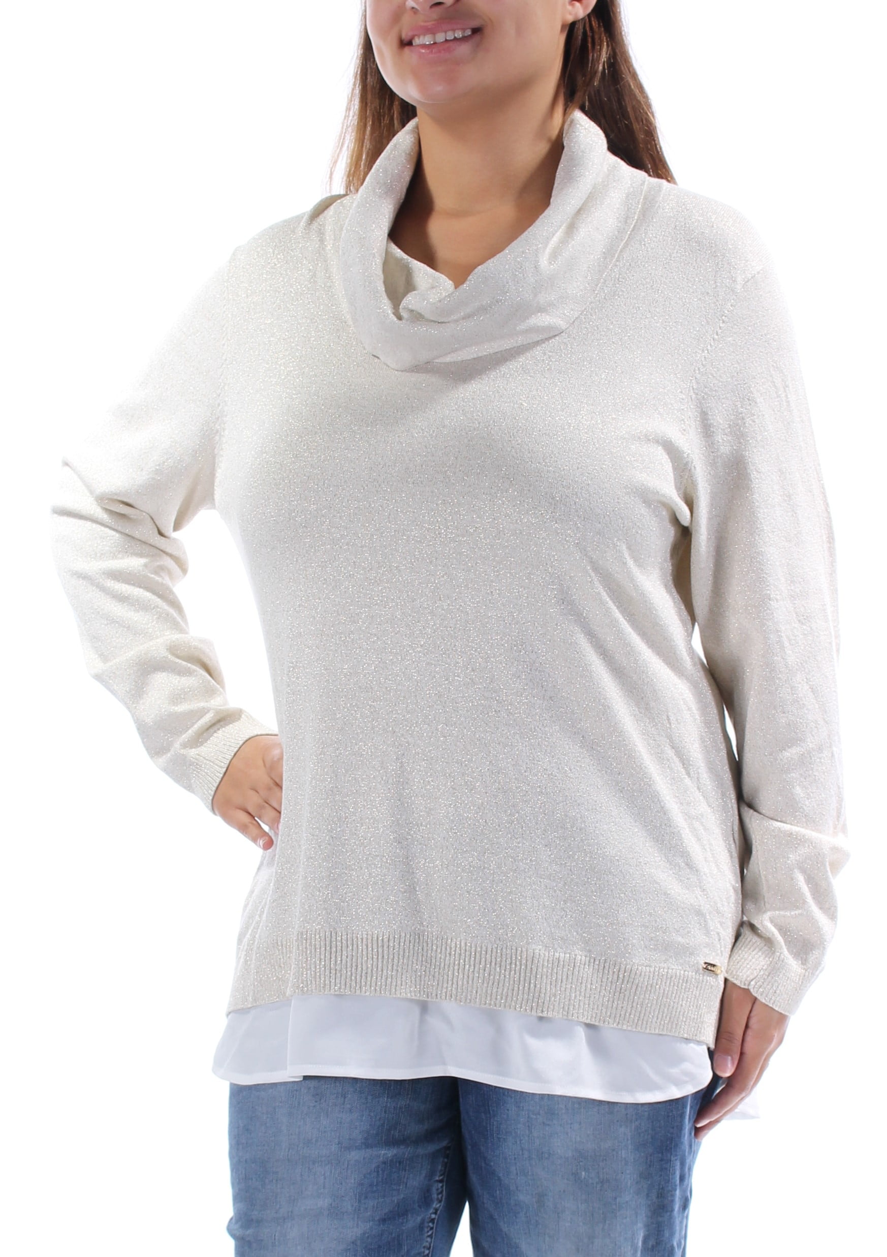 Calvin Klein Calvin Klein Womens Gold Long Sleeve Cowl Neck Sweater