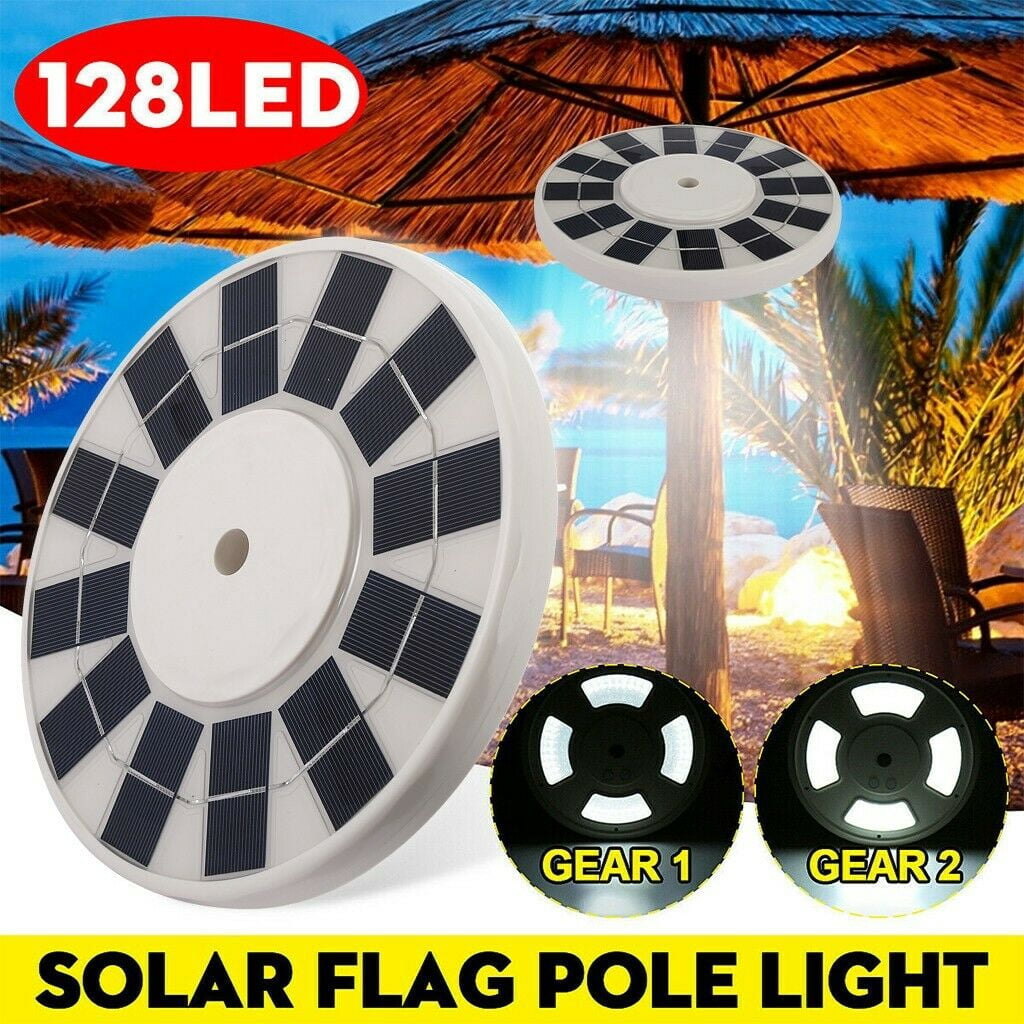 Solar Flag Pole Light, New 128 LED Super-Bright Solar Powered Flagpole ...