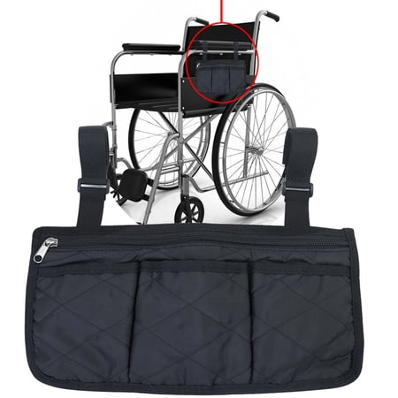 HEIBIN Wheelchair Armrest Bag, Multiple Pockets Large Capacity ...