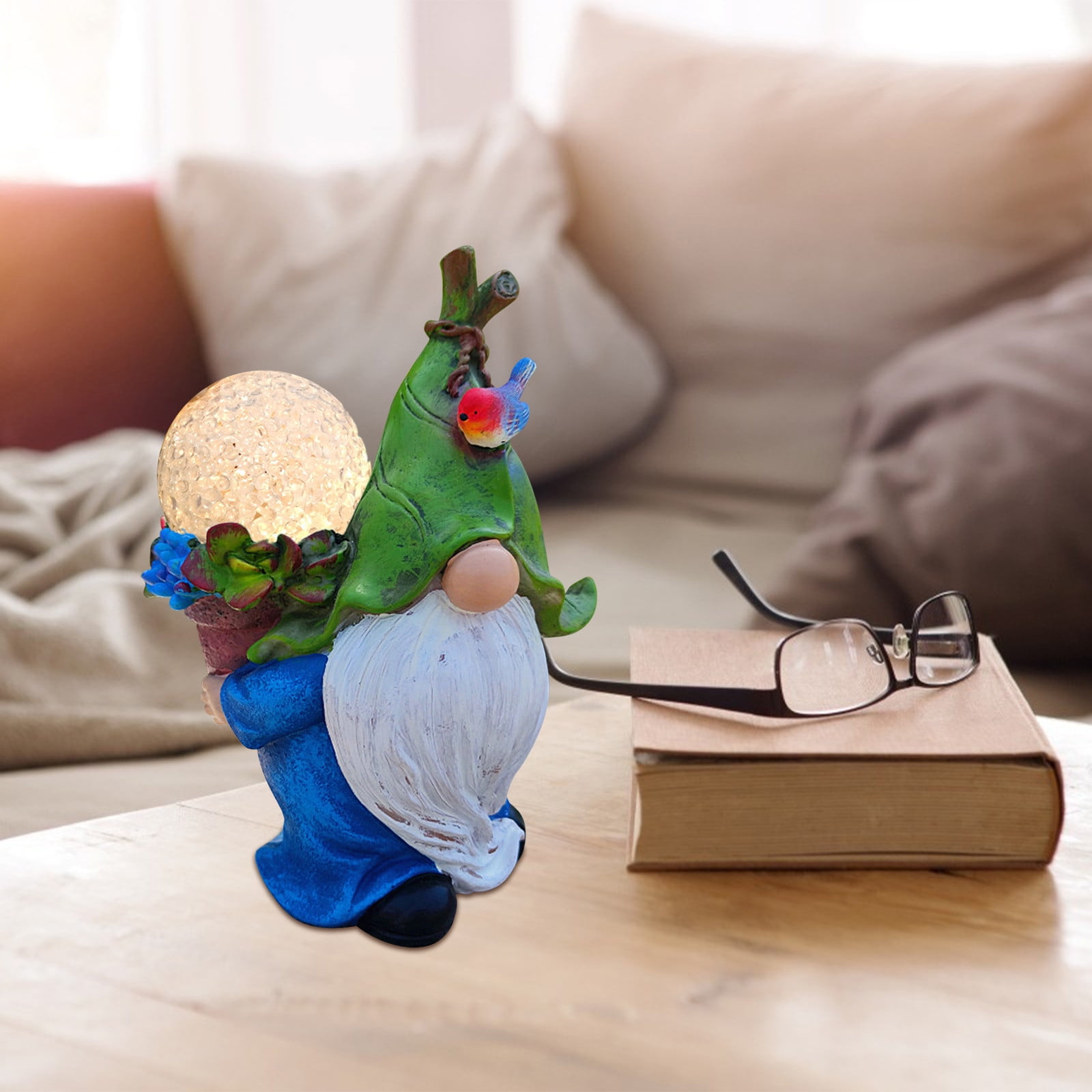 Wovilon Solar Energy Dwarf Dwarf Elf Millet Glass Ball Lamp Resin ...