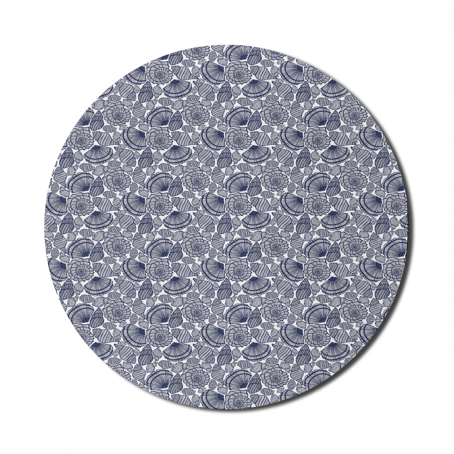 Navy Blue Mouse Pad for Computers, Hand Drawn Scallops Line Composition ...