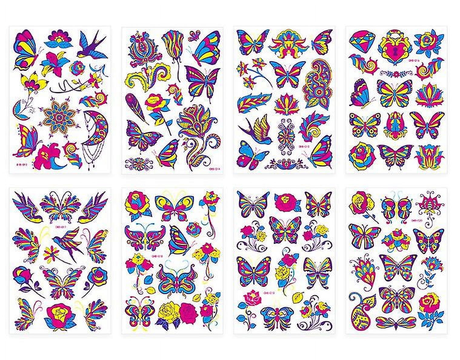 pegatinas fluorescentes para tatuajes faciales de mariposas CHAO 8 kits ...