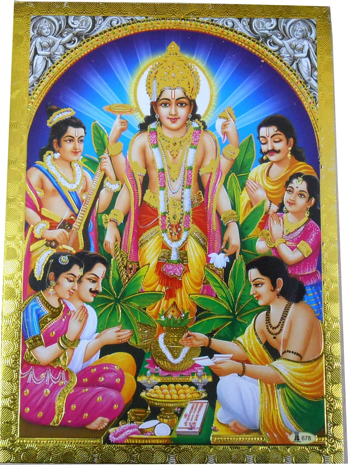 Satyanarayan Poster/ Reprint Hindu God Picture with Golden Foil ...