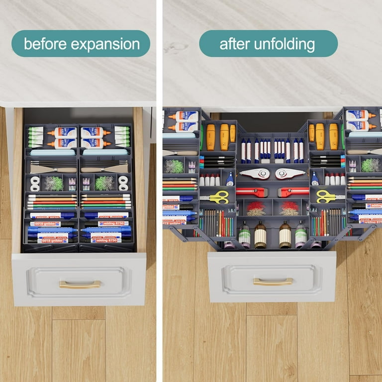 Wooden Drawer Organizer Multi-Level Expandable Smart Drawer Organizer 3 ...