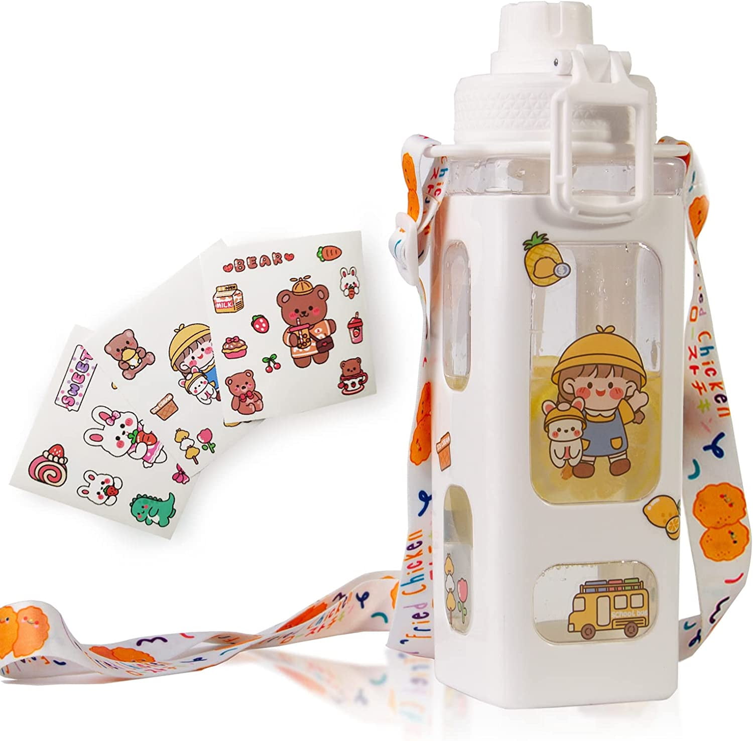 DabuLiu Kawaii Water Bottle with Straw Cute Water Bottles for Girls ...