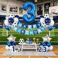 Blue Number Balloon Set, Soccer White Silver Balloons Birthday Party ...