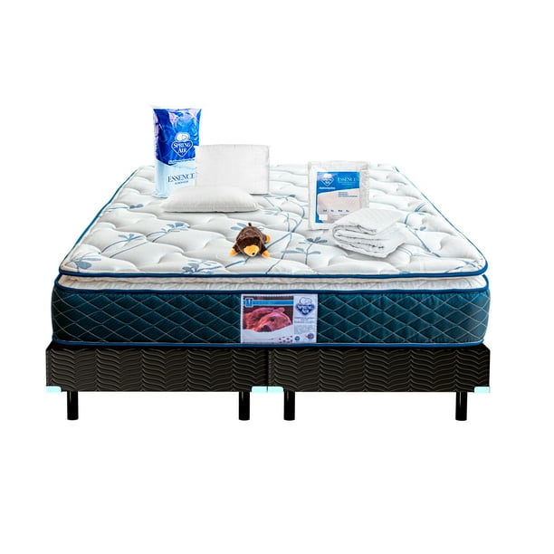 Colchón King Size + Box + 2 Almohadas Spring Air + Cubre Colchón King ...
