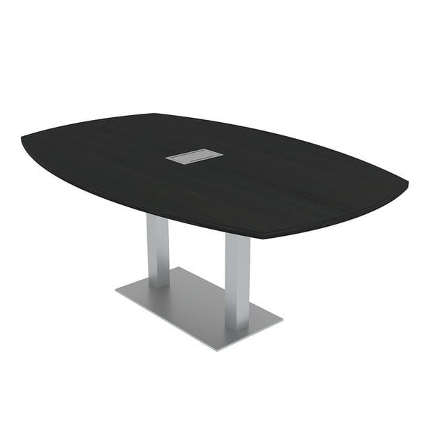 7 Foot Arc Boat Conference Table With Square Metal Base Power And Data ...