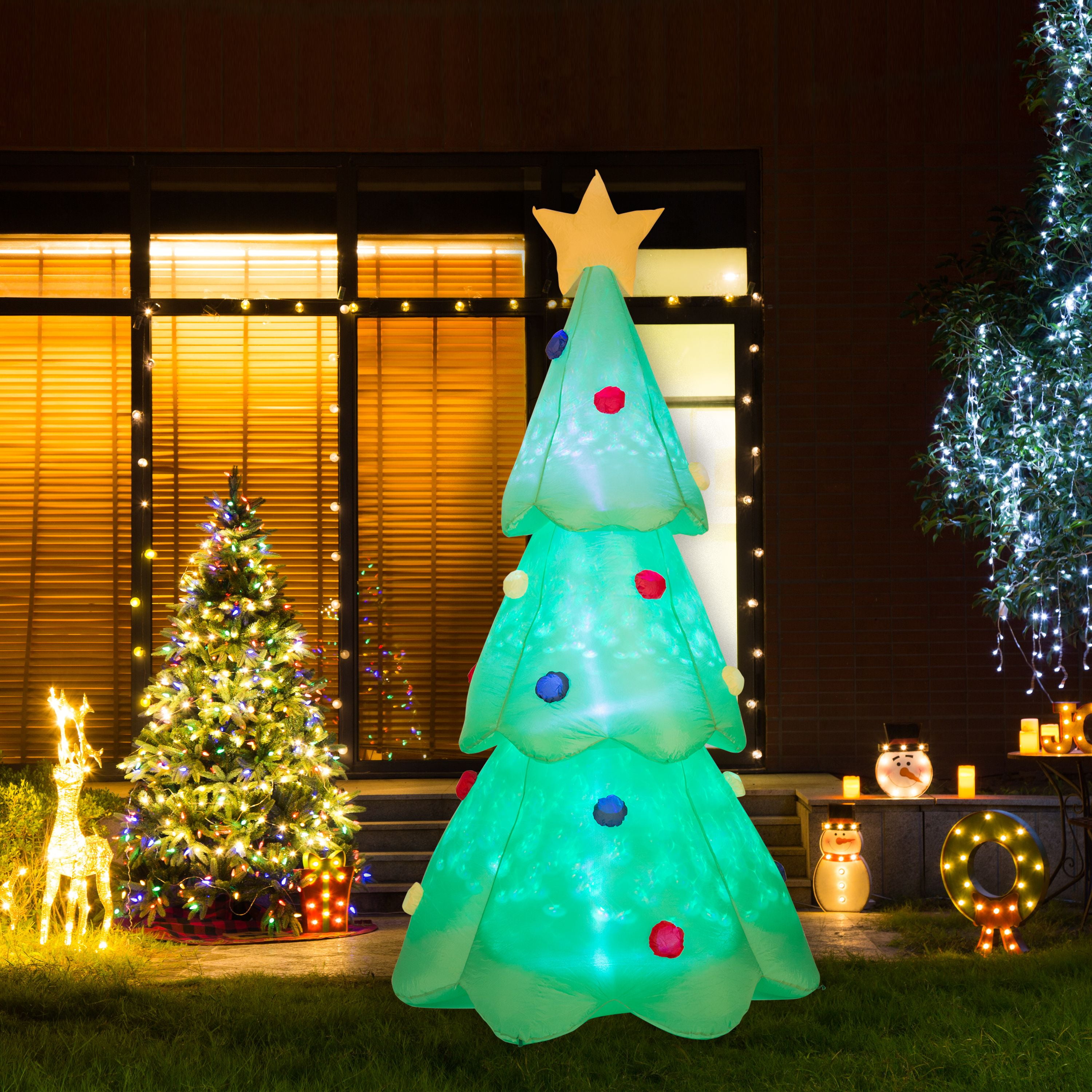 Glitzhome 8 66h Winter Lighted Inflatable Christmas Tree Decor Green