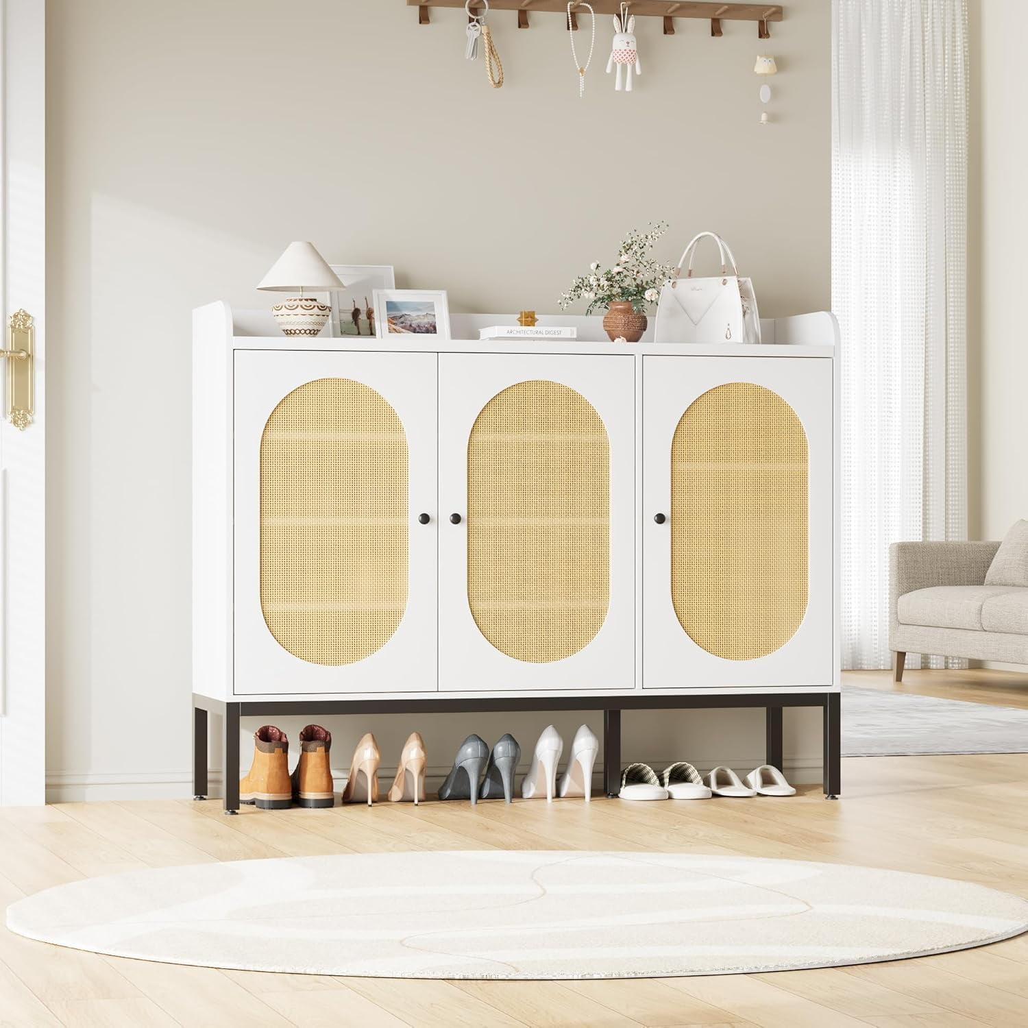 Click here for Towallmark Rattan Shoe Cabinet With 3 Doors  Shoe... prices