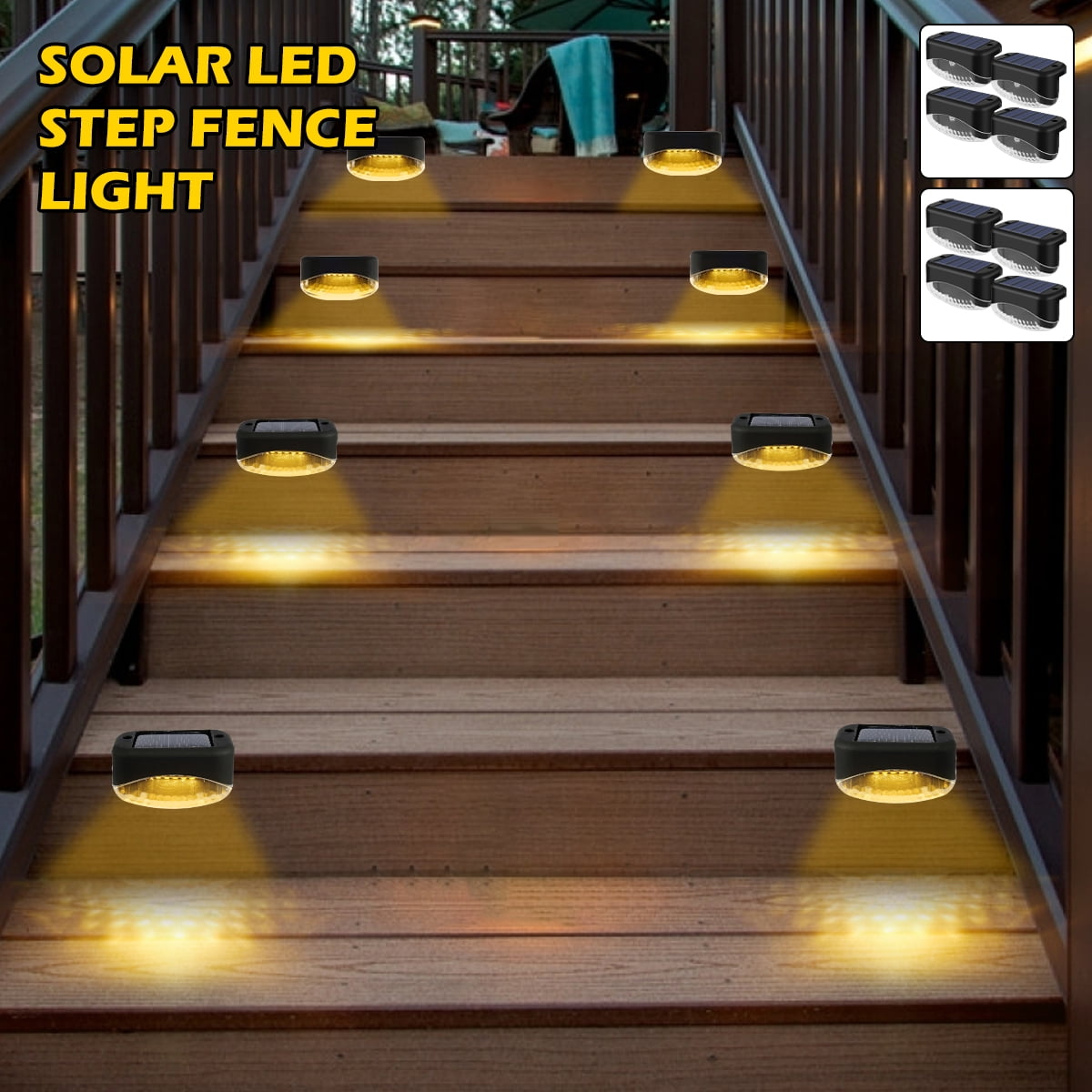 MTFun 4Pcs Solar Deck Lights Outdoor IP65 Waterproof Solar Step Light ...