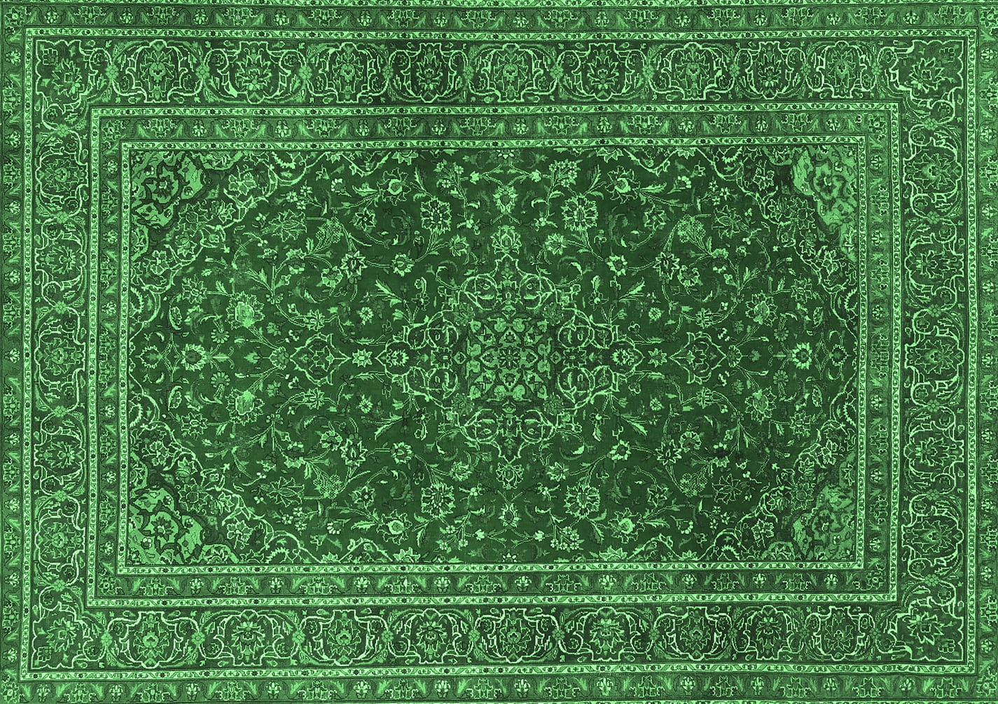 Ahgly Company Indoor Rectangle Medallion Emerald Green Traditional Area ...