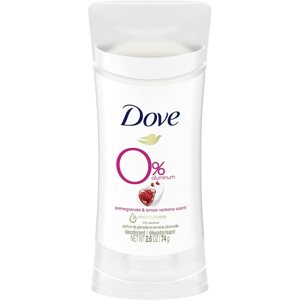 Dove 0% Aluminum Deodorant for smooth underarms Pomegranate and Lemon Verbena 24-hour odour ...