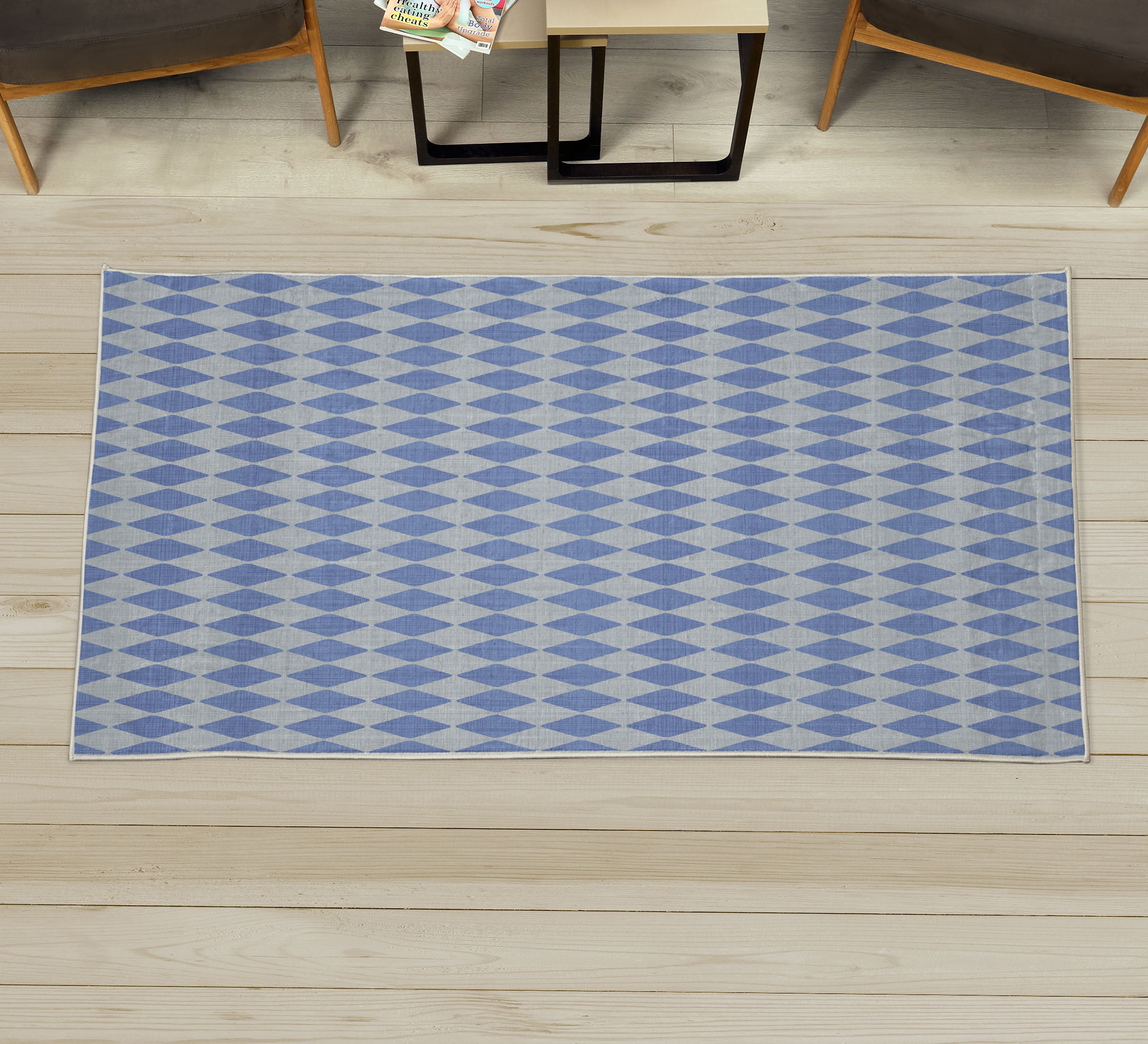 Flower Decorative Rug, Rhombus Pattern with Retro Design Inspirations ...