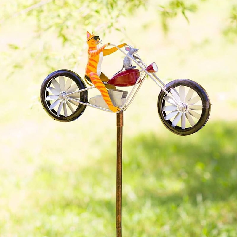 Vintage Bicycle Metal Wind Spinner with Standing Pole Garden Yard Lawn ...