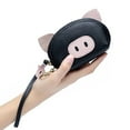 Cowhide Leather cute creative cartoon pig shape coin purse zipper coin ...