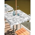 Abstract Theme Square Outdoor Tablecloth with Umbrella Hole Blue Modern ...