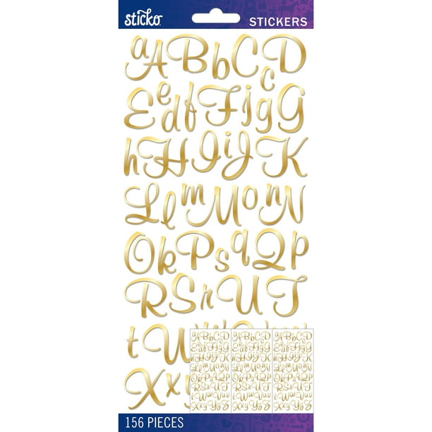 Sticko Alphabet Stickers-Alpha Medium Stickers - Gold Foil Script ...