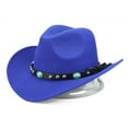 Walbest Unisex Fashion Rivet Roll Up Wide Brim Felt Western Cowboy Cowgirl Hat Sombrero Jazz Cap ...