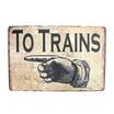 Vintage Railroad Station To Trains Sign Finger Pointing Arrow Garage ...