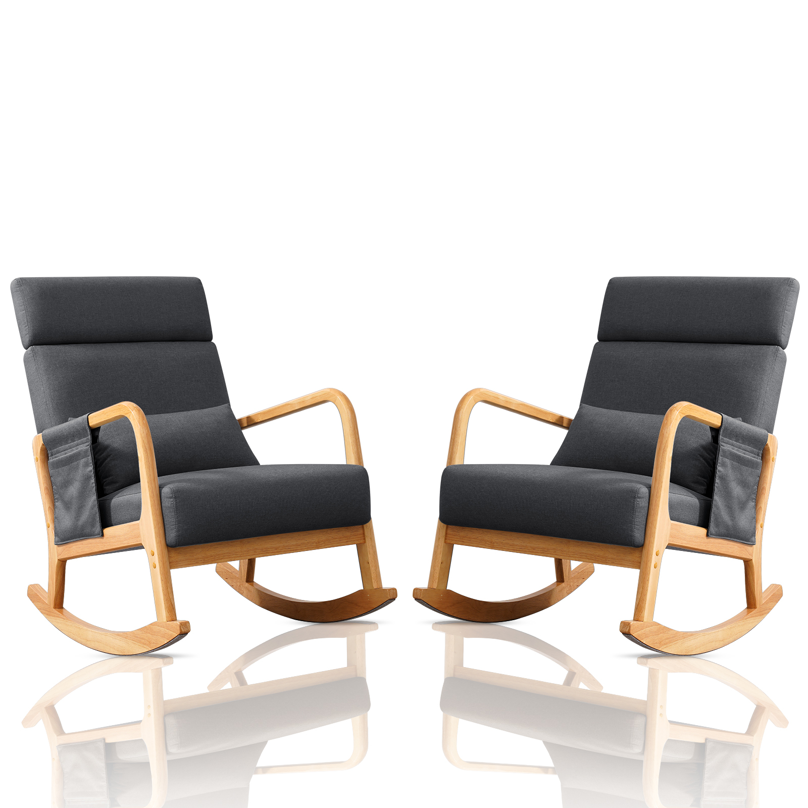 MOONCAST Modern Upholstered Rocking Accent Chair High Back for Living ...