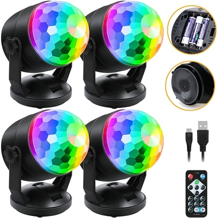 [4-Pack] Sound Activated Party Lights with Remote Control, Battery ...