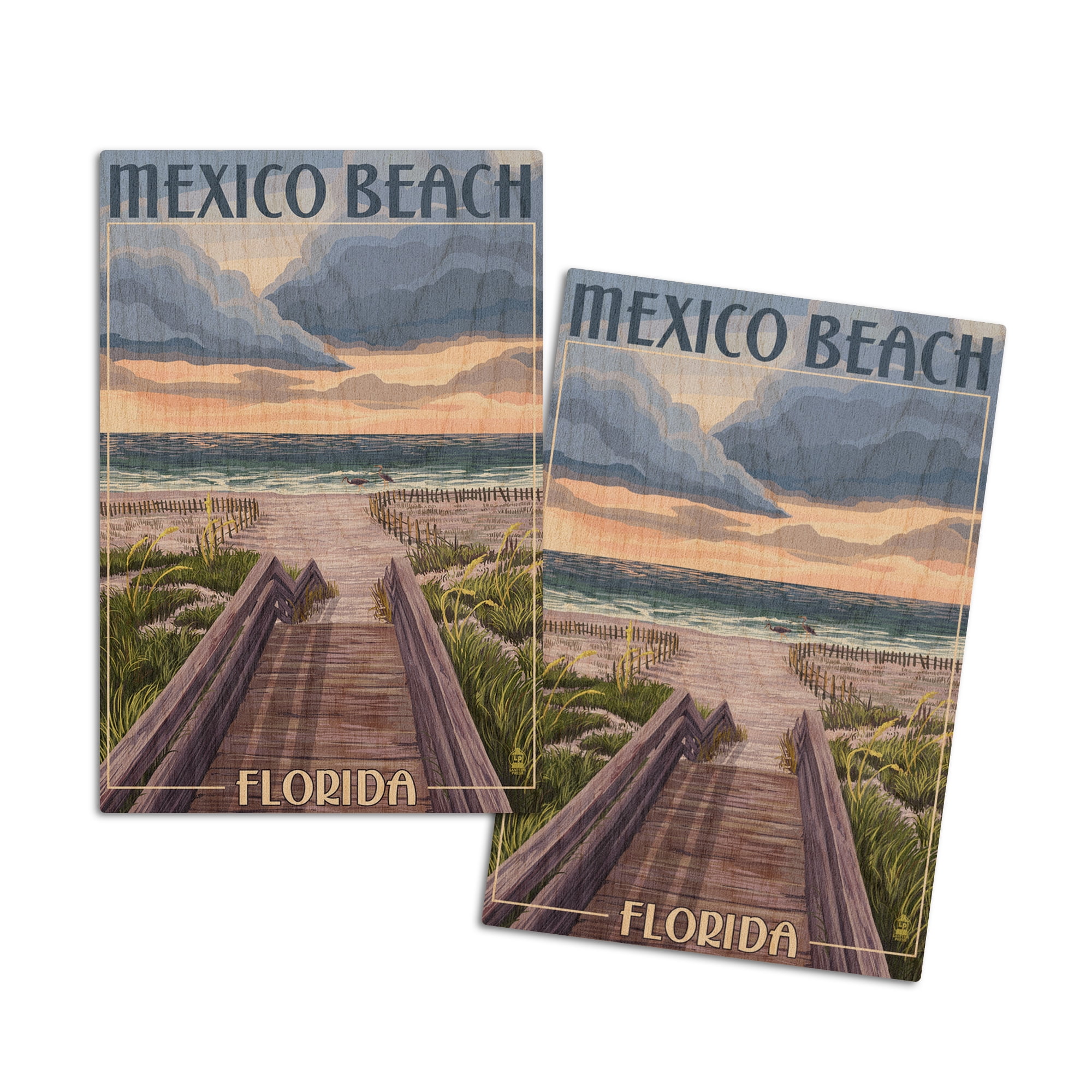 Mexico Beach, Florida, Beach Boardwalk Scene (4x6 Birch Wood Postcards ...