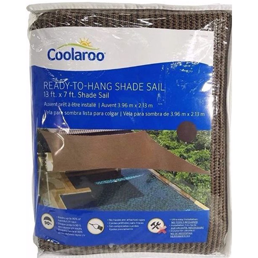 Coolaroo Ready-to-hang Rectangle Shade Sail Canopy, Pewter 13ft x 7ft ...