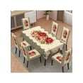 5-Piece Rose Lace Tablecloth And Chair Set In Beige With Red Pink ...
