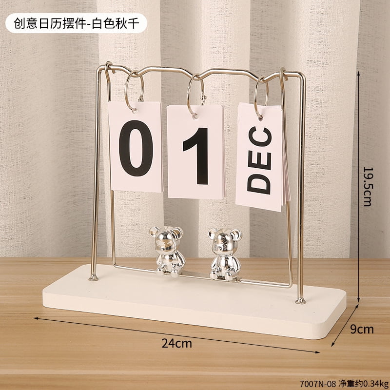 Desktop Calendar Wooden Calendar Reusable Perpetual Calendar Table ...