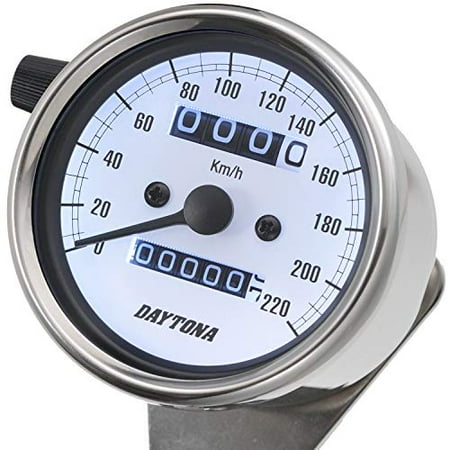 Daytona Motorcycle Mechanical Speedometer Stainless Steel Body / White ...