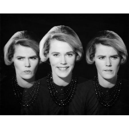 Multiple images of a young woman with various facial expressions Poster ...