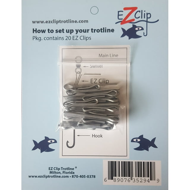 EZ Clip Trotline Clips 20 count, Jugline Clips, Setline Clips, Catfish ...