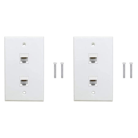 2 Pack 2 Port Ethernet Wall Plate, Cat6 Female to Female Wall Jack RJ45 ...