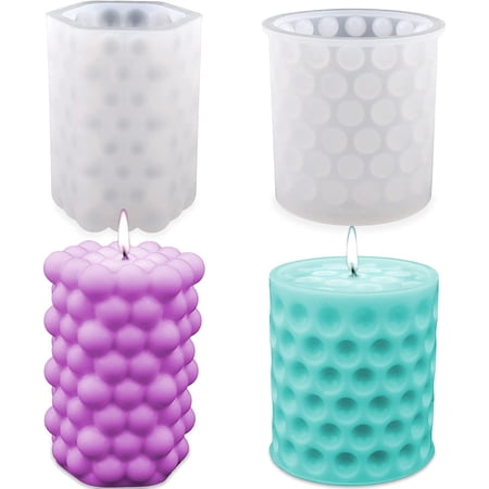 JOYWEI Bubble Candle Molds,Cylinder Candle Molds Silicone,Pillar ...