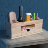 MissionMax Small Bamboo Caddy Desk Organizer with Drawer and ...