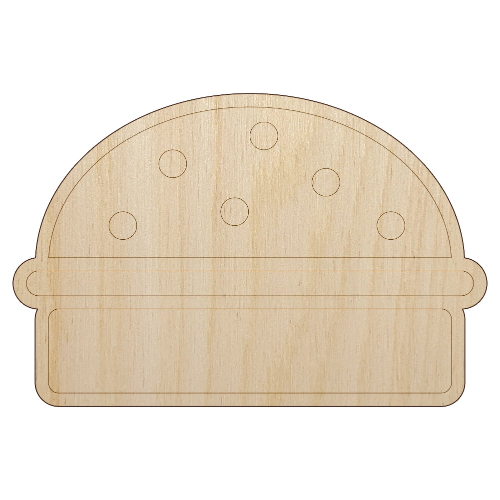 Hamburger Outline Fast Food Wood Shape Unfinished Piece Cutout Craft ...