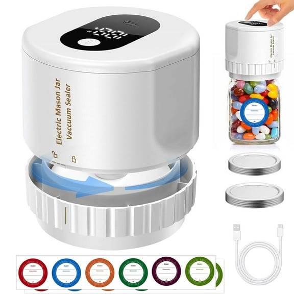 Electric Mason Jar Vacuum Sealer Kit, Wide and Regular Mouth Lids, USB ...