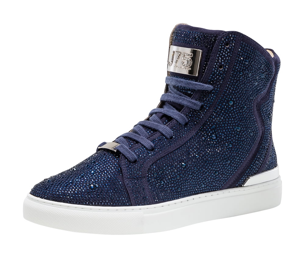 J75 by Jump Sestos Navy Textile Upper Light Weight Stylish Lace-up Matching Rhinestone Jewels ...