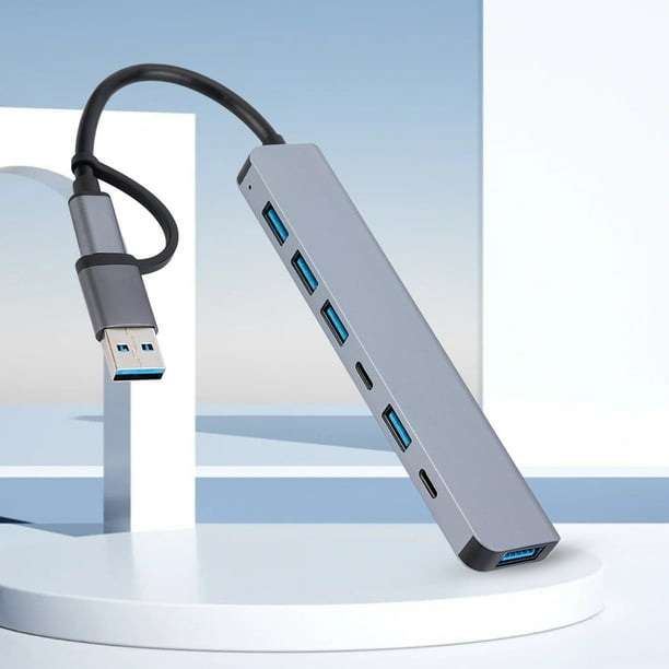 Hub Type-C USB 3.0 Plug and Play USB Expander para computadora (7 ...