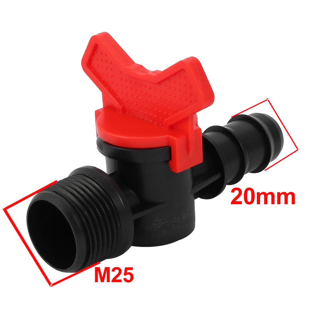 2pcs Garden Tool Water Pipe Fitting M25 Thread to 20mm Barb Valve ...