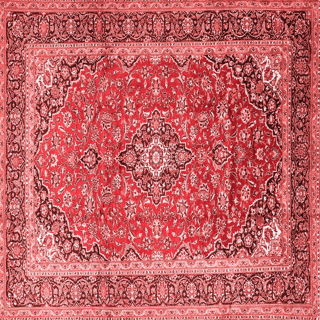 Ahgly Company Indoor Square Medallion Red Traditional Area Rugs, 6 ...