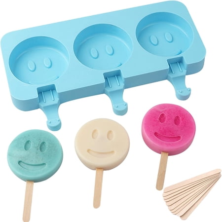 Smiley Ice Cream Silicone Mold, 3-Cavity DIY Chocolate Candy Fondant ...