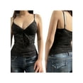Sunisery Women Sexy Spaghetti Strap V Neck Bow Slim Fit Crop Tops 2000s