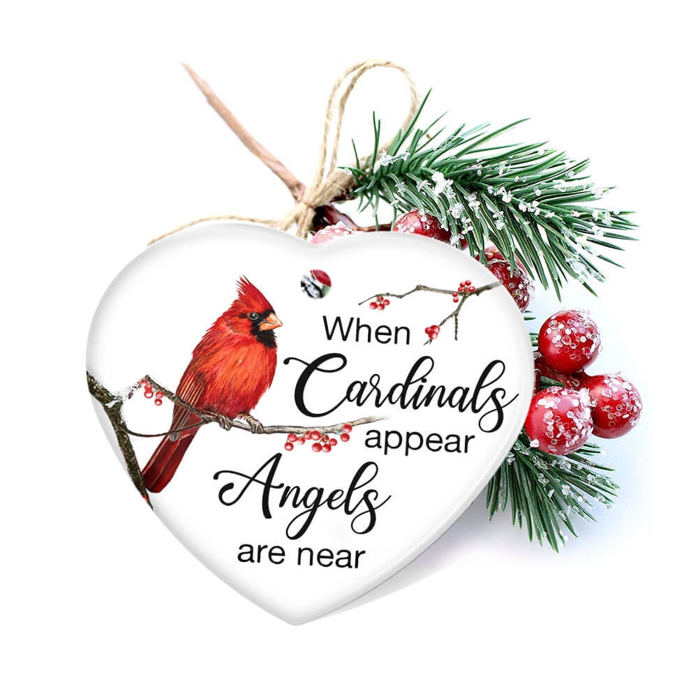 2 Pcs Christmas Ornaments, When Cardinals Appear Angles Are Near ...