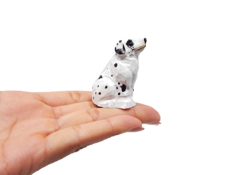 Dalmation Spotted Dog Puppy Figurine Statue Miniature Small Wood ...