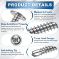 100 Pack Sheet Metal Screws, 410 Stainless Steel Truss-Head Self ...
