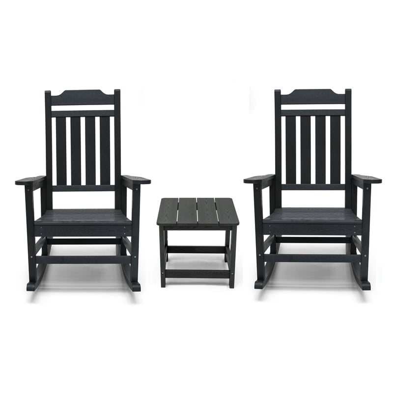 Belmont Black Indoor-Outdoor Two Rocking Chairs and Side Table (3Pc SET ...