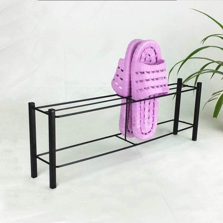 Shoe Rack Waterproof Shoe Rack 2 Levels Iron 48X8X16Cm Black | Walmart ...