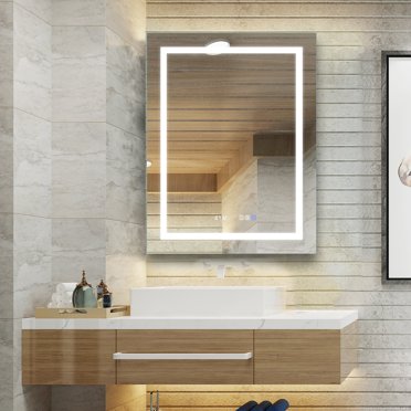 Apmir LED Bathroom Mirror Rectangular Frameless Super Bright Backlited ...